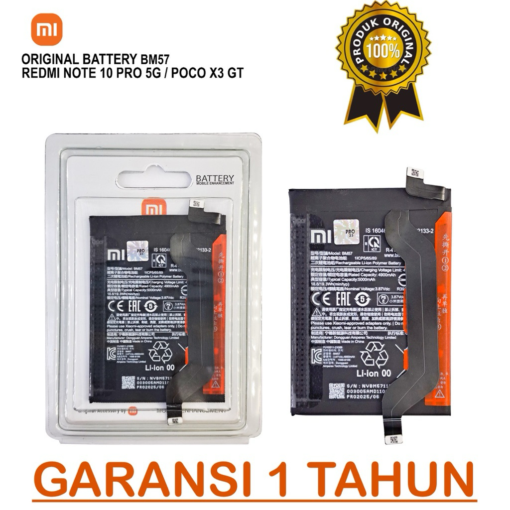 Jual {ORIGINAL} BATERAI XIAOMI BM57 / REDMI NOTE 10 PRO 5G / POCO X3 GT ...
