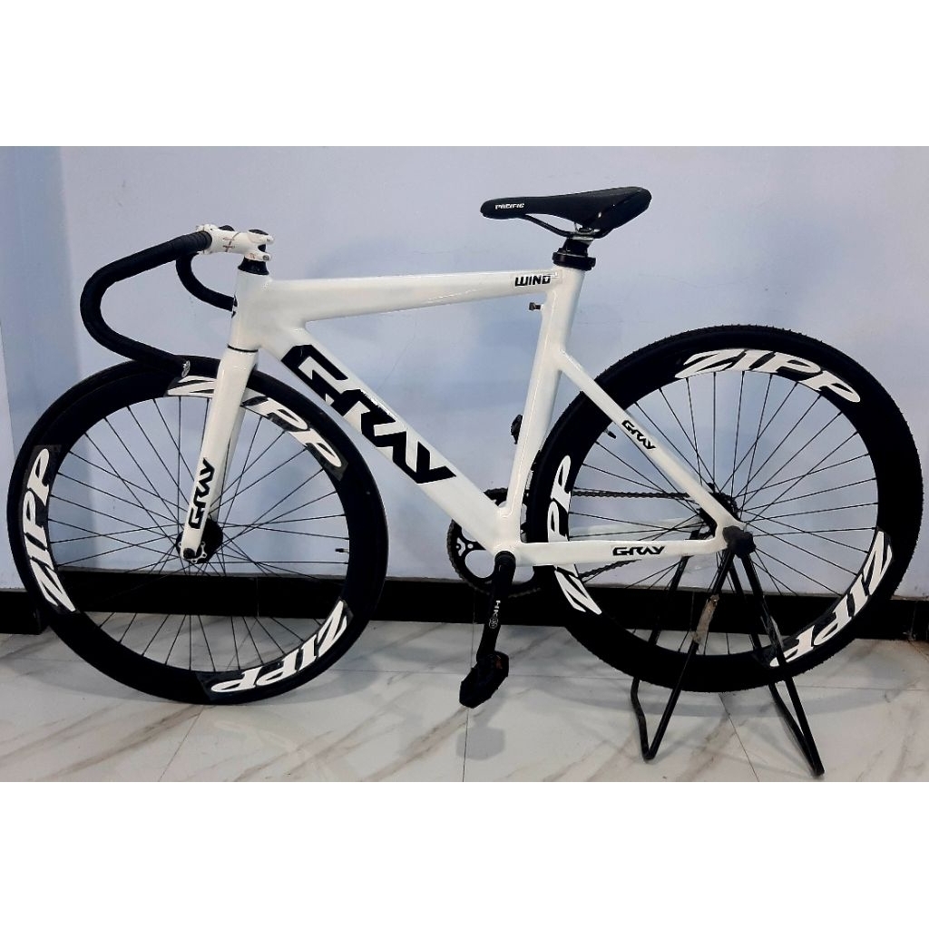 Jual Fixie Gray F15 Warna Putih Dengan Velg ZIPP Murah Meriah Siap ...