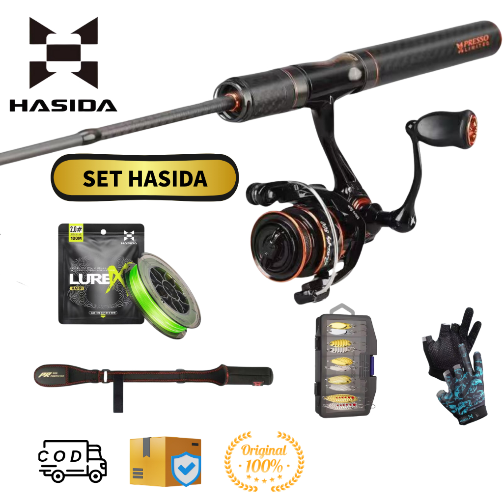 Jual BISA COD HASIDA Joran Pancing Set Premium FUJI "O" Carbon Solid ...