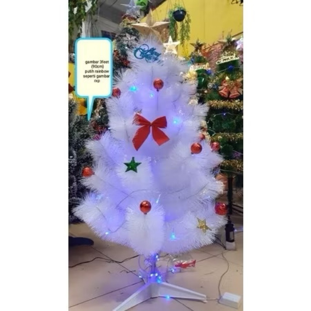 Jual pohon natal 3 feet atau 90cm cocok untuk meja kaki plastik bahan ...