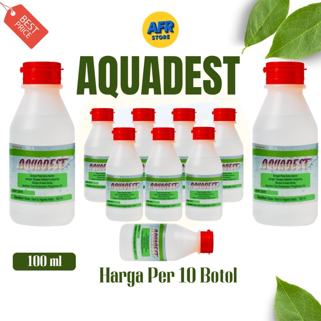 Jual AQUADEST 100ml - Air Destilasi Steril | Paket 10 Botol - AFR STORE ...