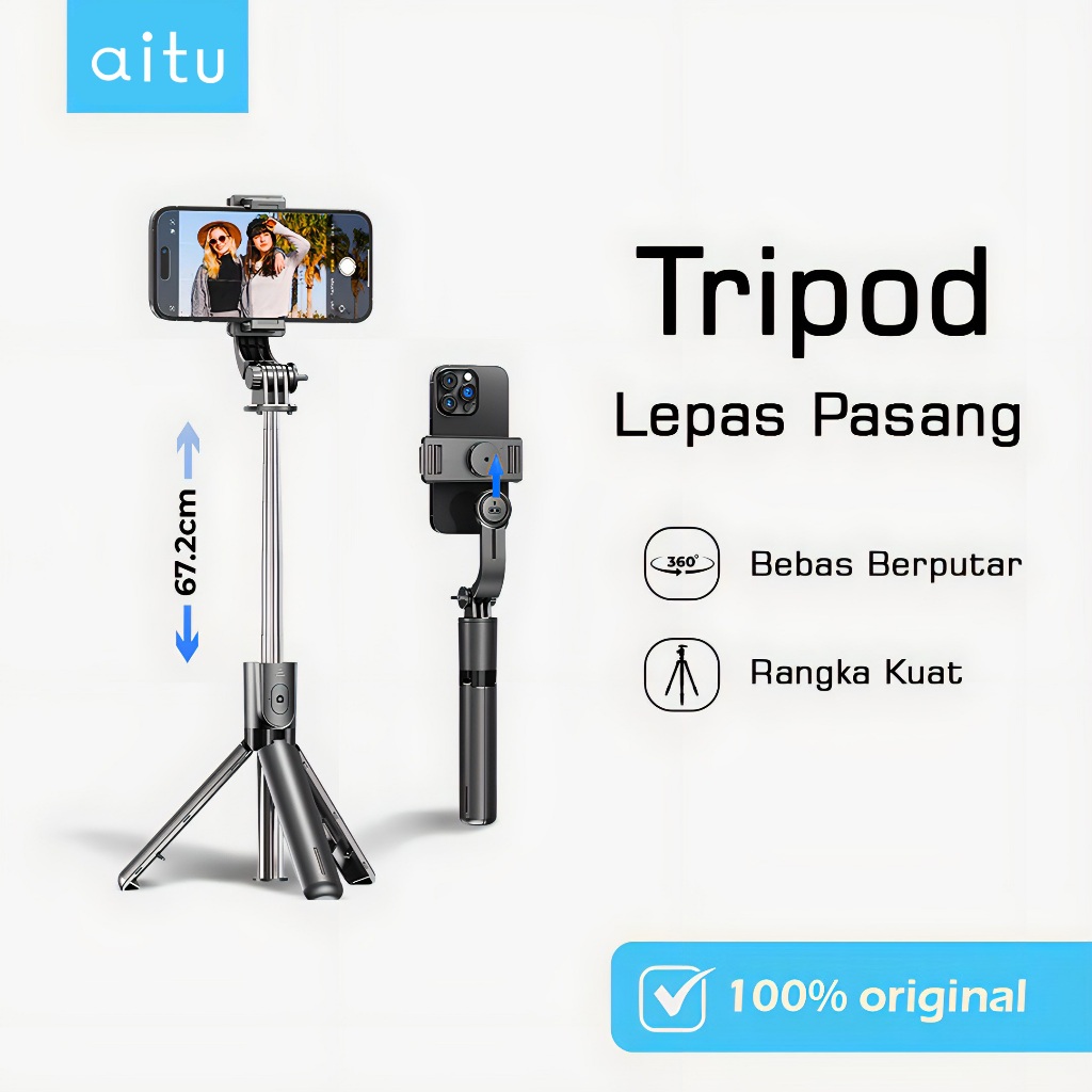Jual Aitu F01 Tripod Bluetooth 68cm Selfie Stick Rotate 360° Tongsis ...