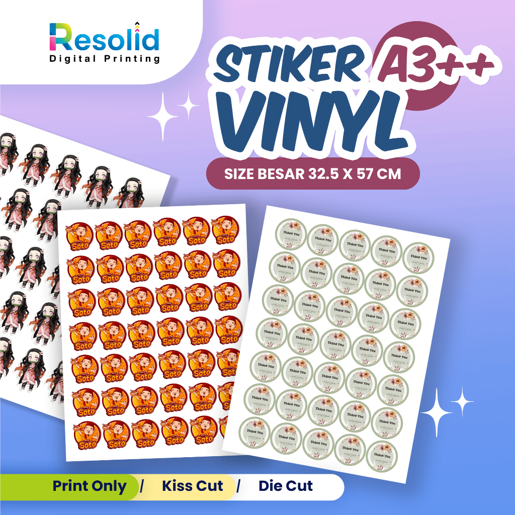 Jual CETAK STIKER VINYL A3++ 57x32.5CM CUSTOM | DIE CUT / KISS CUT ...
