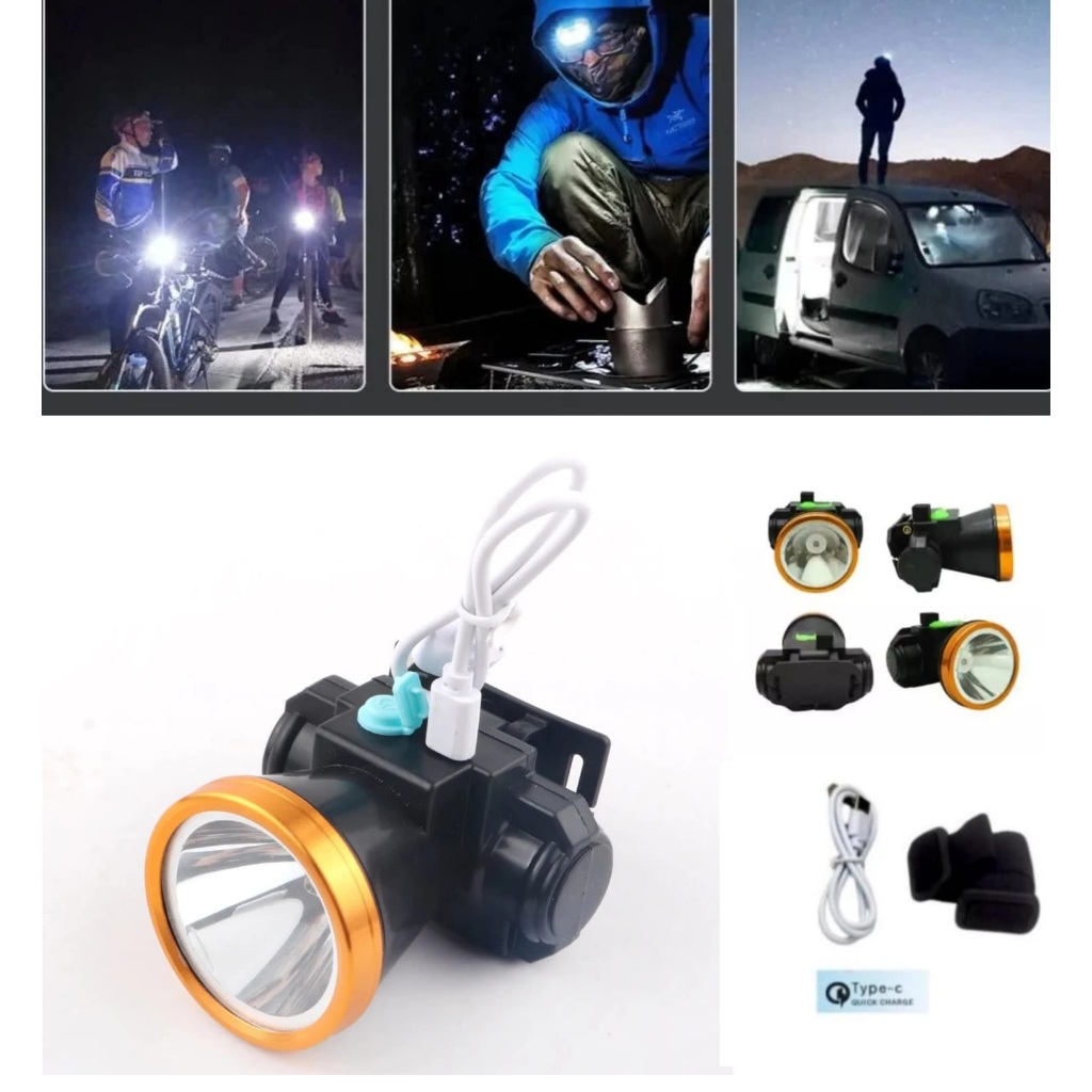 Jual Senter Kepala LED 10W Headlamp Box Putih || USB Rechargeable ...