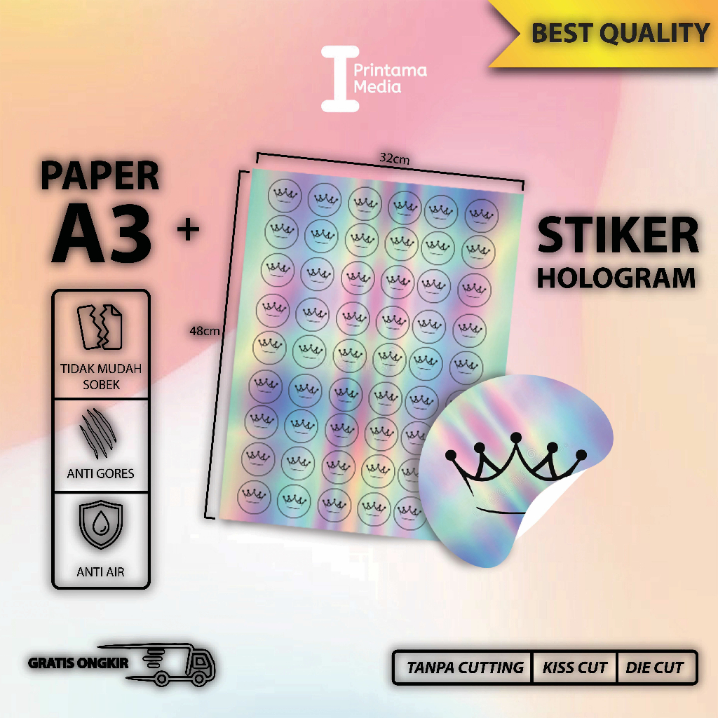 Jual Cetak Stiker / Print Sticker Label Hologram A3+ / Stiker Label ...