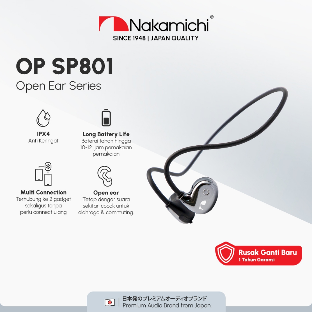 Jual Nakamichi OP SP801 Open Ear Air Conduction IPX4 Sport Headset ...