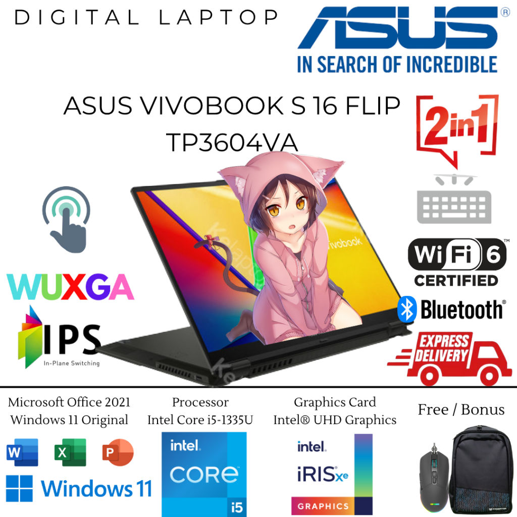 Jual Laptop Asus Vivobook S16 FLIP TP3604VA Intel i5 16GB 1TB SSD 16 ...