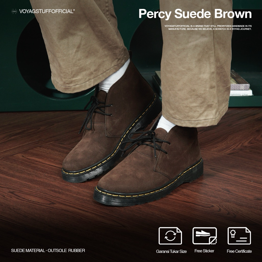 Jual Voyagstuffofficial - Percy Boots 2Hole Suede Brown Pria | Shopee ...