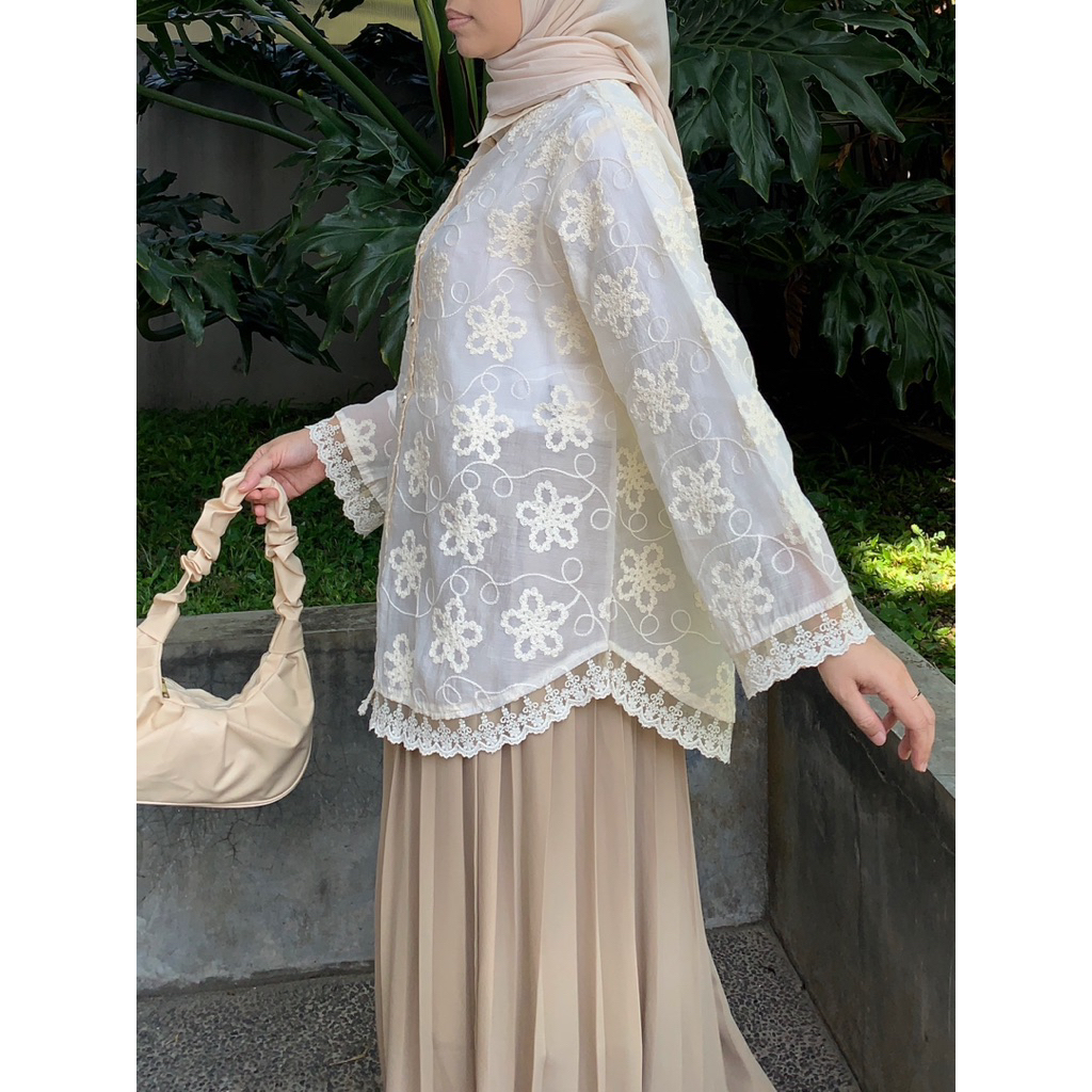 Jual Moezz Laluna Kemeja Malay Tencel Bordir Terawang | Shopee Indonesia