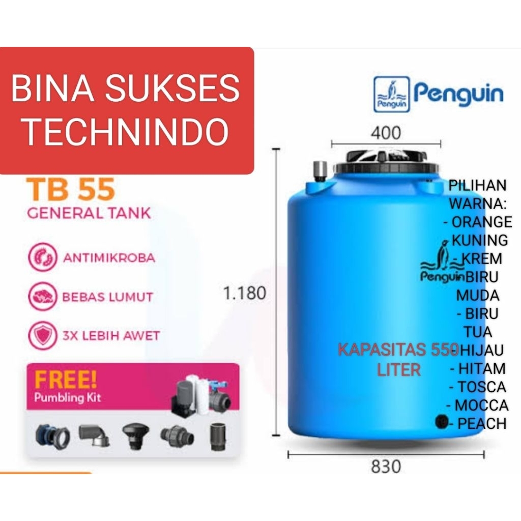 Jual TANGKI / TANDON / TOREN MEREK PENGUIN TB55 TB 55 ( 520L 520 LITER ) | Shopee Indonesia