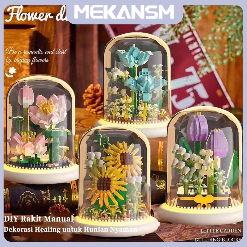 Jual MEKANSM Mainan Blok Dekoratif Blok Bunga LED Blok Bunga Miniatur ...