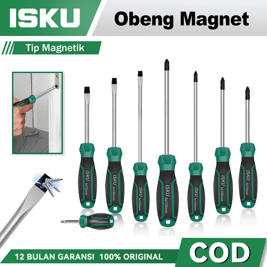 Jual ISKU Obeng Plus Minus MagnetScrewdriver Sets Alat Perkakas obeng ...