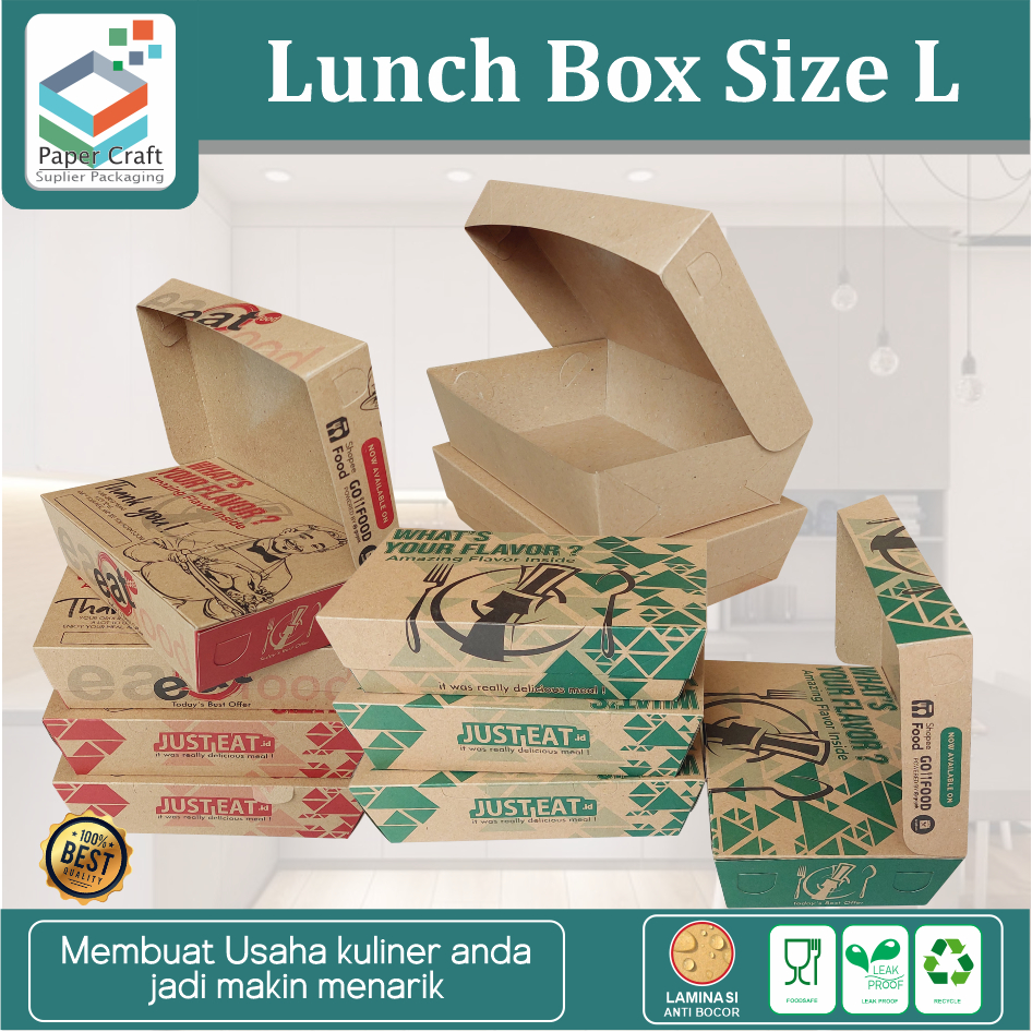 Jual LUNCH BOX L PAPER BOX MAKANAN KOTAK NASI UKURAN S M L KERTAS KRAFT ...