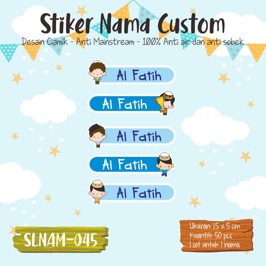 Jual sticker label nama anak SLNAM 045 | Shopee Indonesia