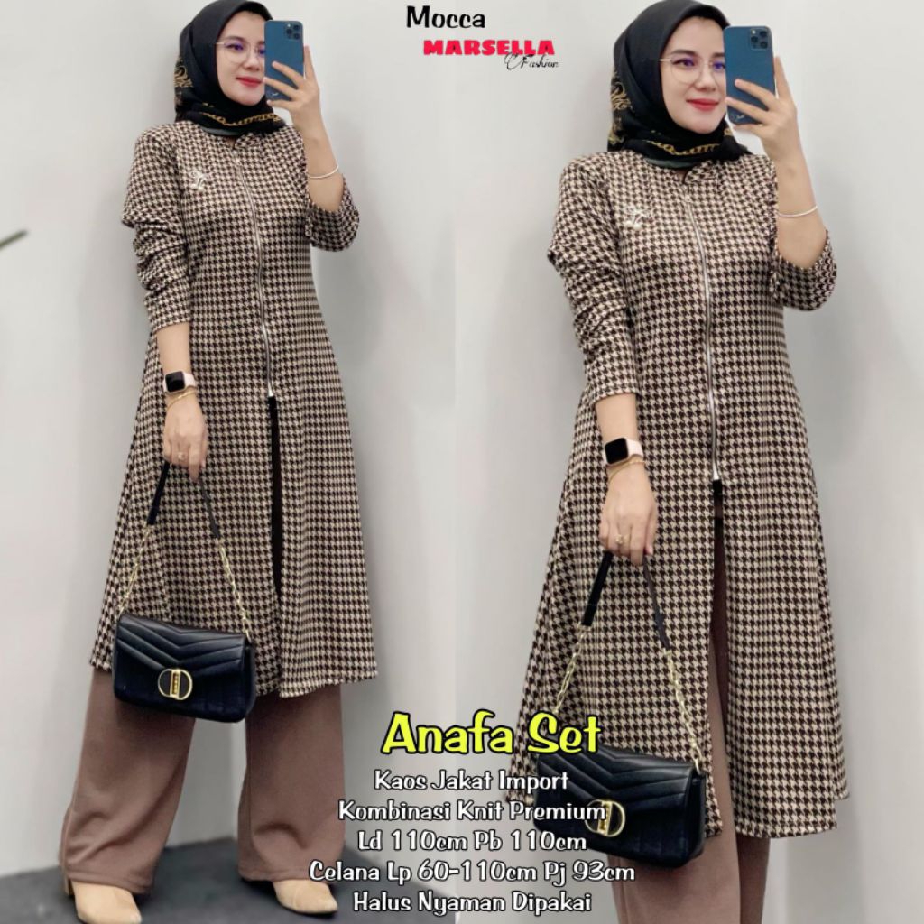 Jual ANAFA SET BY MARSELLA • setelan long tunik + kulot bahan tebal ...