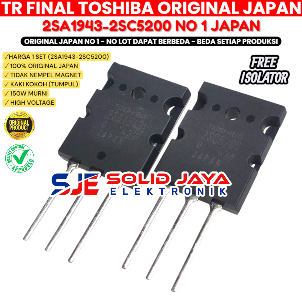 Jual TRANSISTOR TOSHIBA 2SC5200 - 2SA1943 TR TOSHIBA 2SC 5200 2SA 1493 TRANSISTOR TR FINAL ...