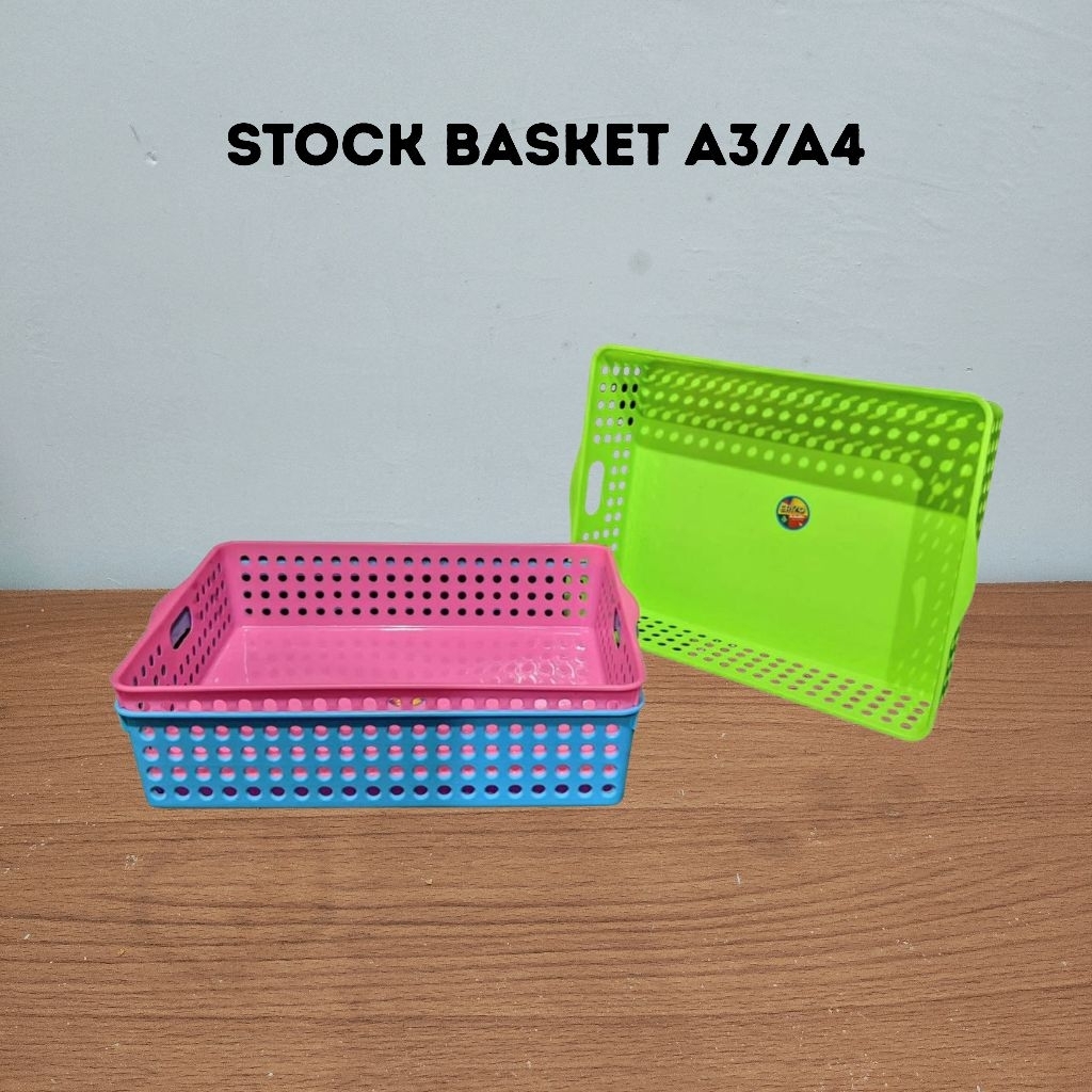 Jual STOCK BASKET A3/A4 WARNA CERAH / KERANJANG PLASTIK UKURAN A3 A4 ...