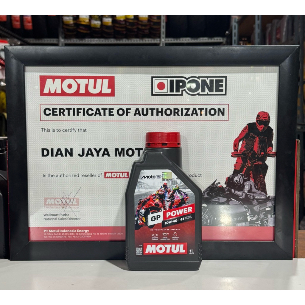 Jual MOTUL GP POWER 1L SAE 10W-40 ORIGINAL 1000% OLI MESIN MOTUL GP POWER 1 LITER | Shopee Indonesia