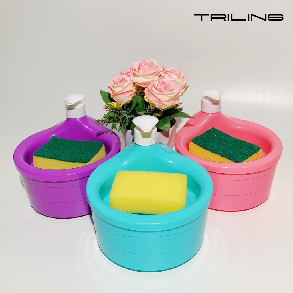 Jual TEMPAT SABUN BULAT 1000ml + Spons Cuci Piring (2in1) Dispenser ...