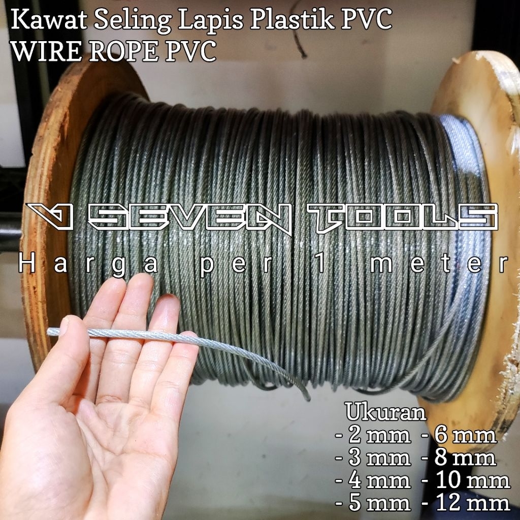 Jual Kabel Tali Seling Baja Lapis Selang Pvc 8 10 12 mm Tali Kawat ...