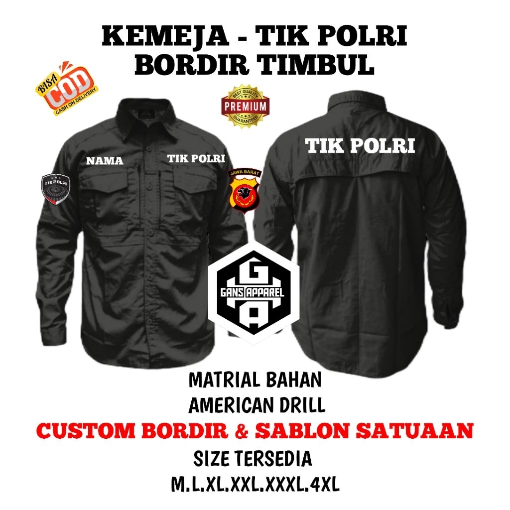 Jual KEMEJA PRIA - TIK POLRI TANGAN PANJANG BET BORDIR TIMBUL | Shopee ...