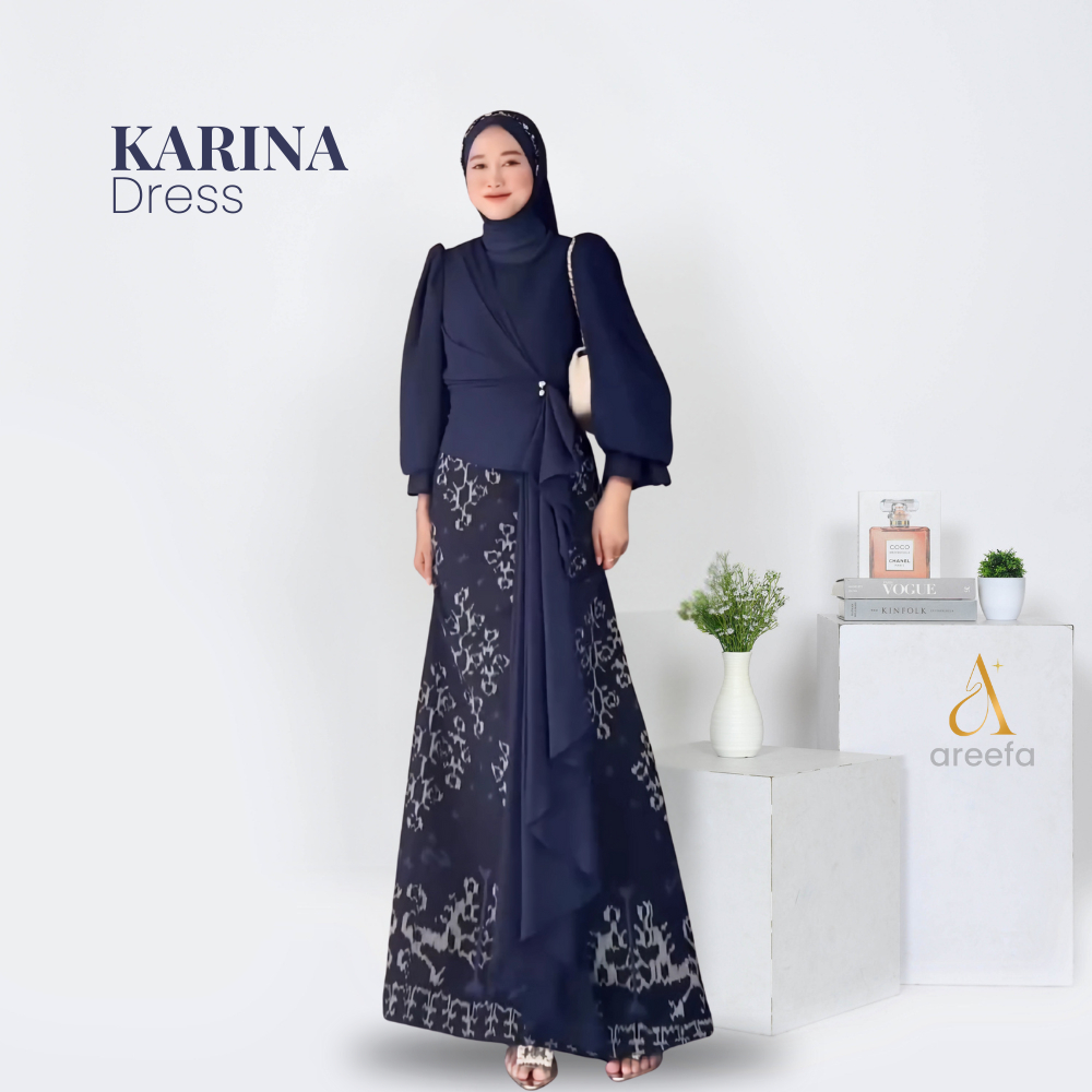 Jual Areefa - Gamis Dress Tenun Etnik Kombinasi Ceruty Premium Wanita Remaja Pesta Mewah ...