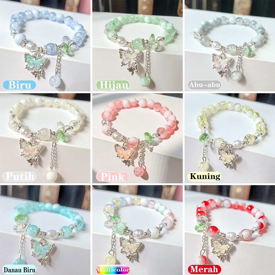 Jual Fashion Gelang Manik-manik Kaca Rumbai Kupu-kupu Aksesoris ...