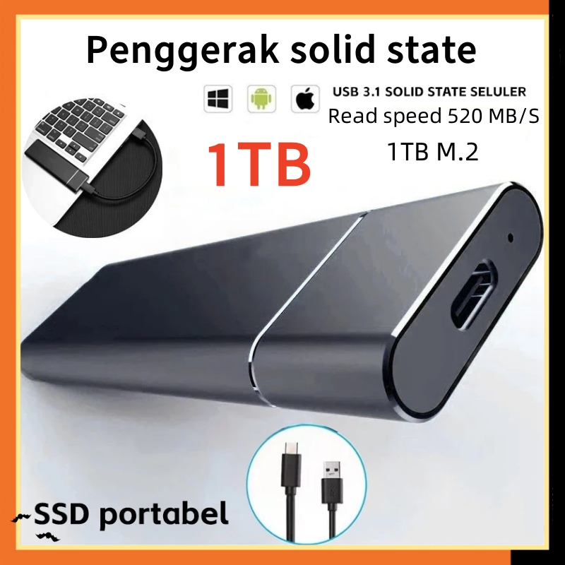 Jual SSD Eksternal 1TB/2TB/30TB USB 3.0 Type-C ssd laptop PC ssd ...