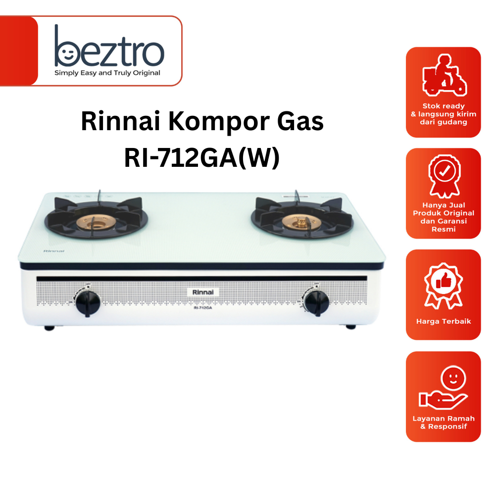Jual Rinnai Kompor Gas 2 Tungku RI-712GA(W) - Kompor Gas Warna Putih ...
