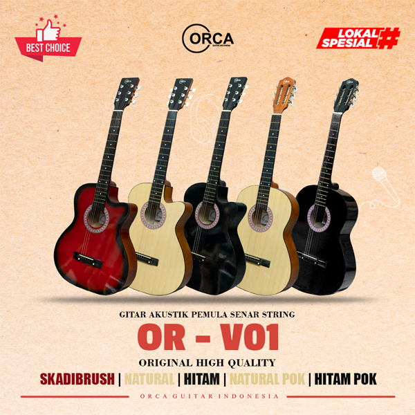 Jual ORCA Gitar Akustik Pemula OR - V01 Senar String Guitar | Shopee ...