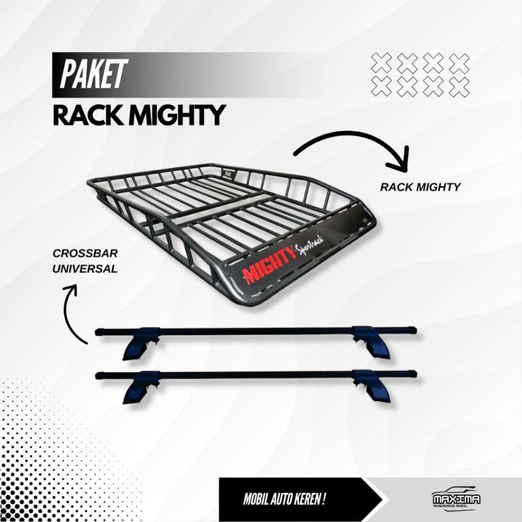 Jual Paket Crossbar Universal + Roofrack RACK MIGHTY Rak Mobil Kaki ...