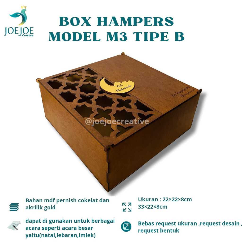Jual BOX HAMPER MODEL M3 | HAMPERS EID MUBAROK UKURAN 22X22X8 DAN ...