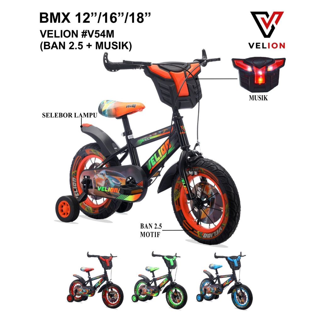 Jual SEPEDA BMX 12 16 18 INCH VELION RUBICK MUSIK ANAK LAKI BAN POMPA ...