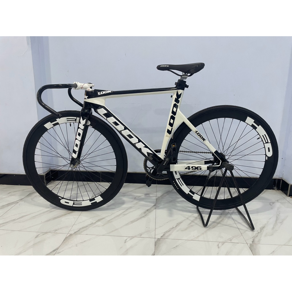 Jual sepeda Fixie Look hitam putih custom | Shopee Indonesia