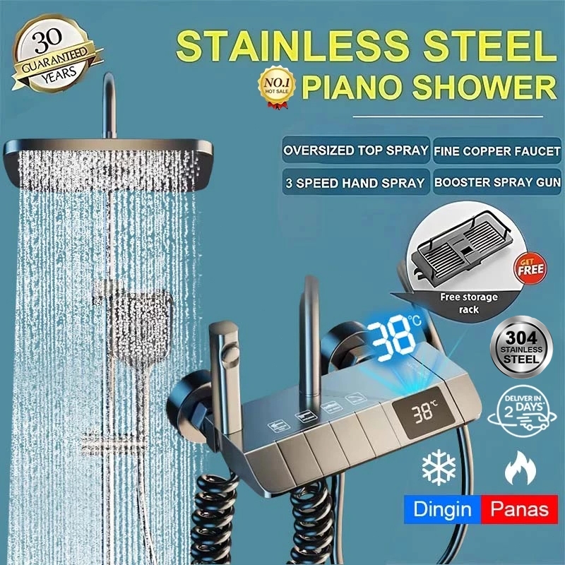 Jual [100% Asli] Shower Kamar Mandi 5 In 1 LED Digital Suhu konstan Set ...