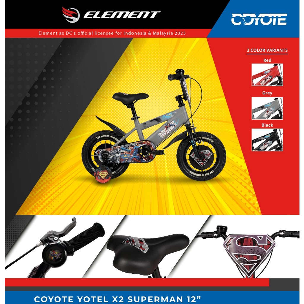 Jual Sepeda BMX anak Premium Element Yottel X2 SUPERMAN untuk anak usia ...
