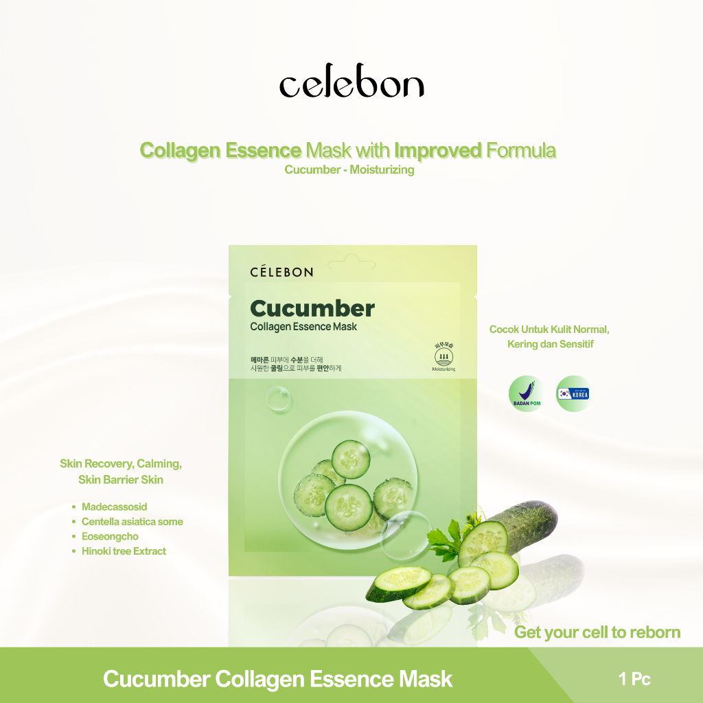 Jual CELEBON - Cucumber Collagen Essence Mask | Masker Wajah Untuk ...