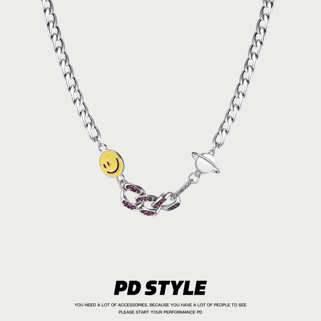 Jual PD STYLE-Kalung rantai Kuba dengan liontin smiley, gaya hip-hop ...