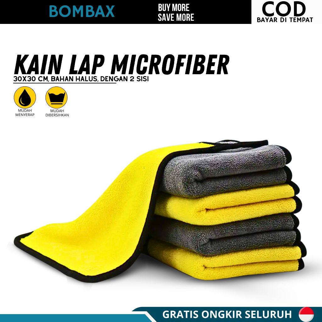 Jual Kain Lap Microfiber Premium Handuk Mini 2 Sisi Lembut Serbaguna ...