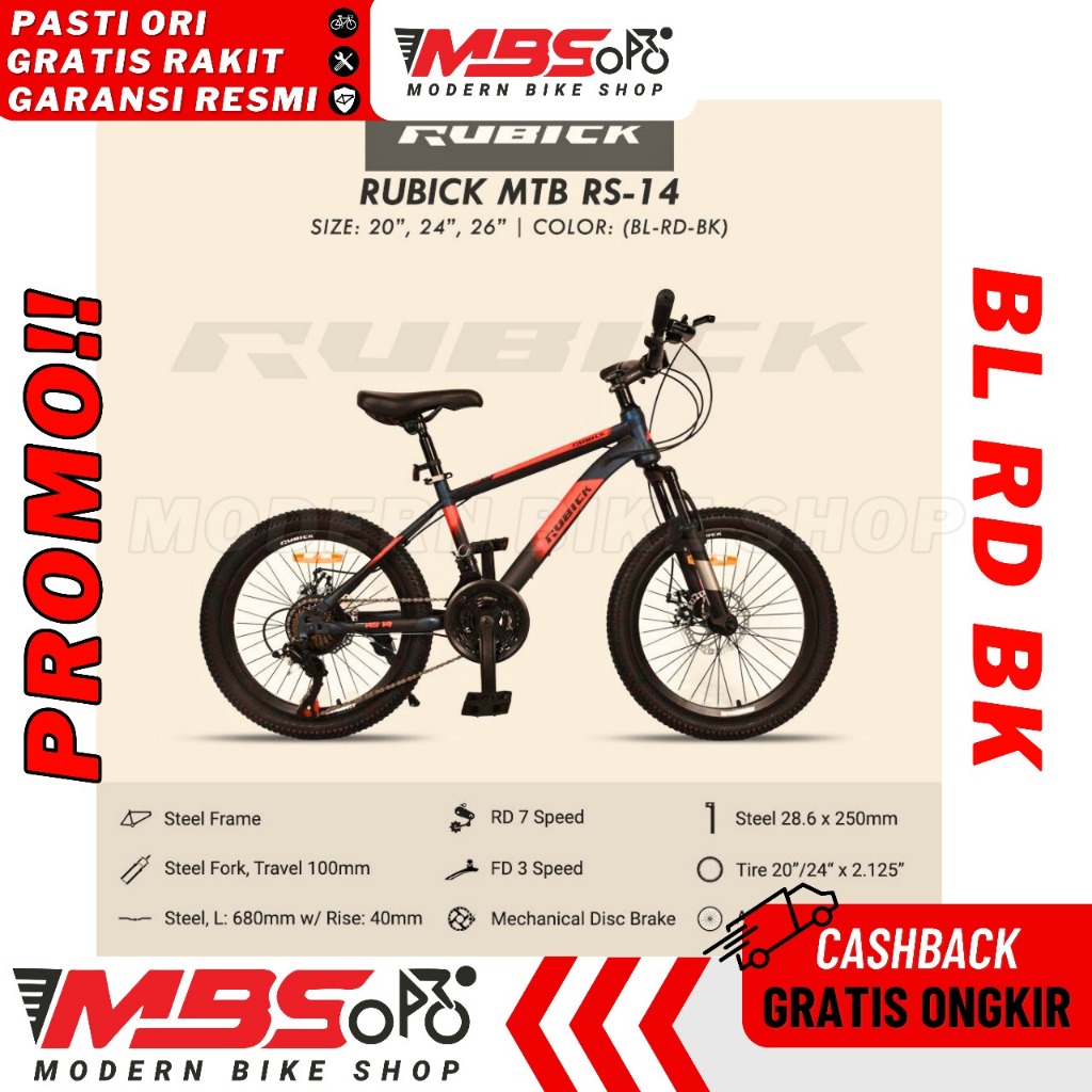 Jual GENIO RUBICK RS-14 SEPEDA MTB GUNUNG BY UNITED 24 26 INCH 21 SPEED ...