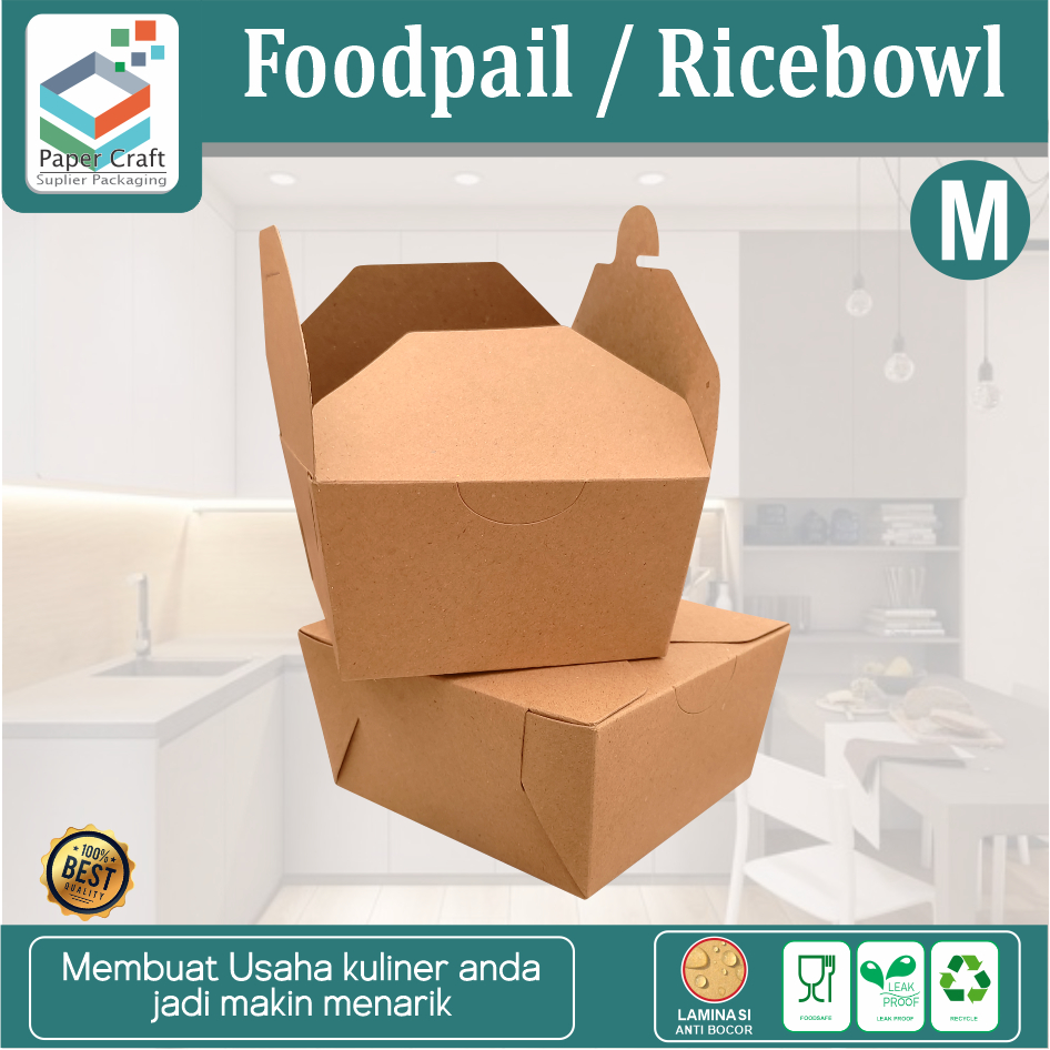 Jual Food Pail Size M 290gsm Paper Rice Box Lunch Box Kertas Dus ...