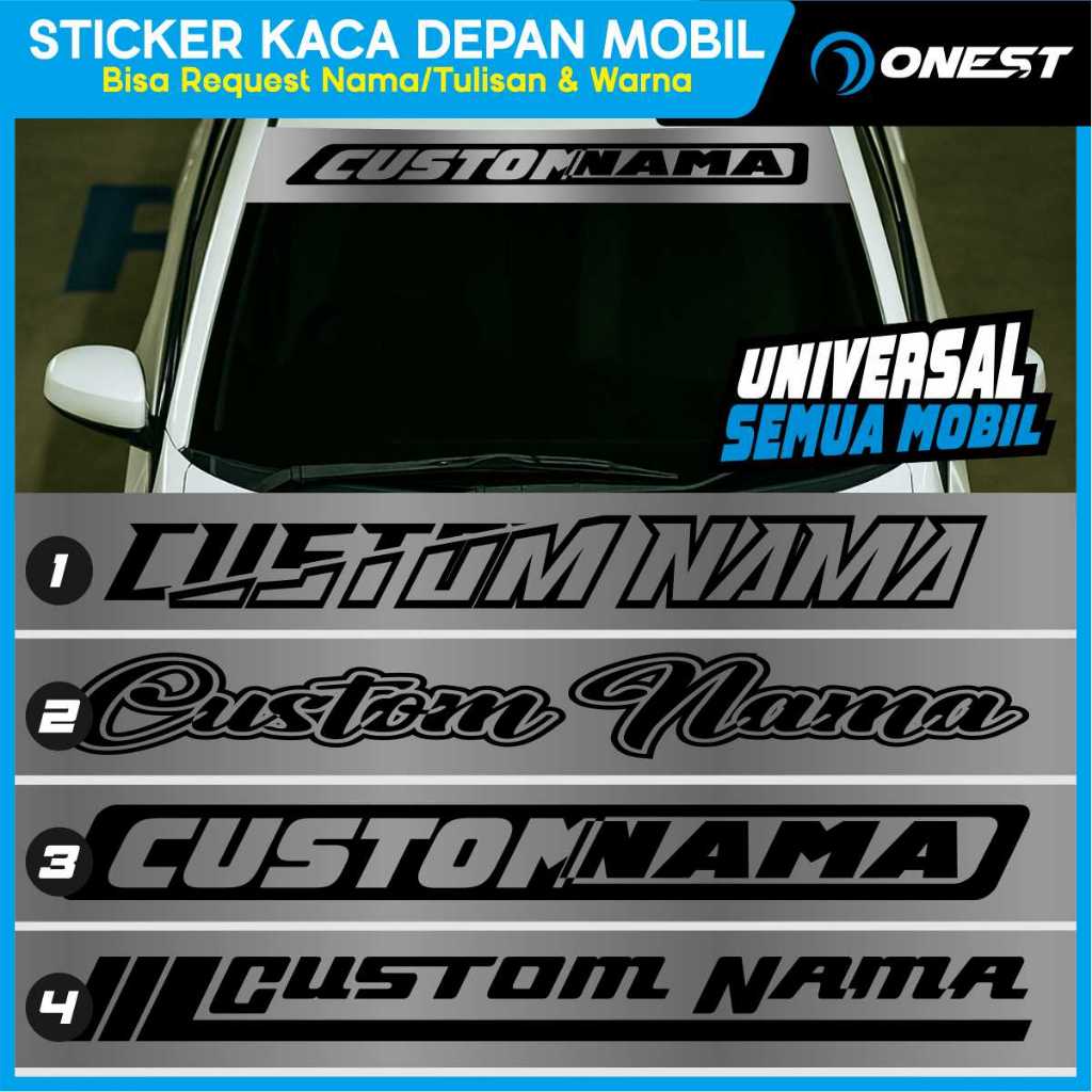 Jual Stiker Nama Tulisan Custom Mobil Kaca Depan Dasar Tulisan V2 ...