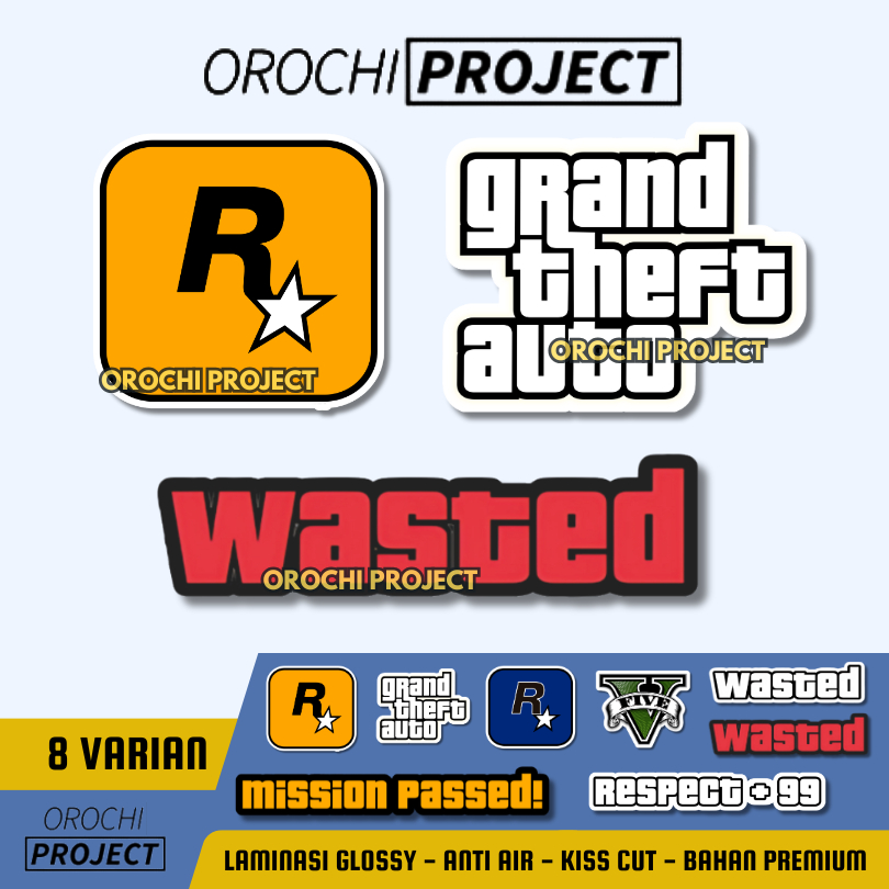 Jual Sticker Stiker Brand Logo Game GTA Grand Theft Auto Rockstar Vinyl ...