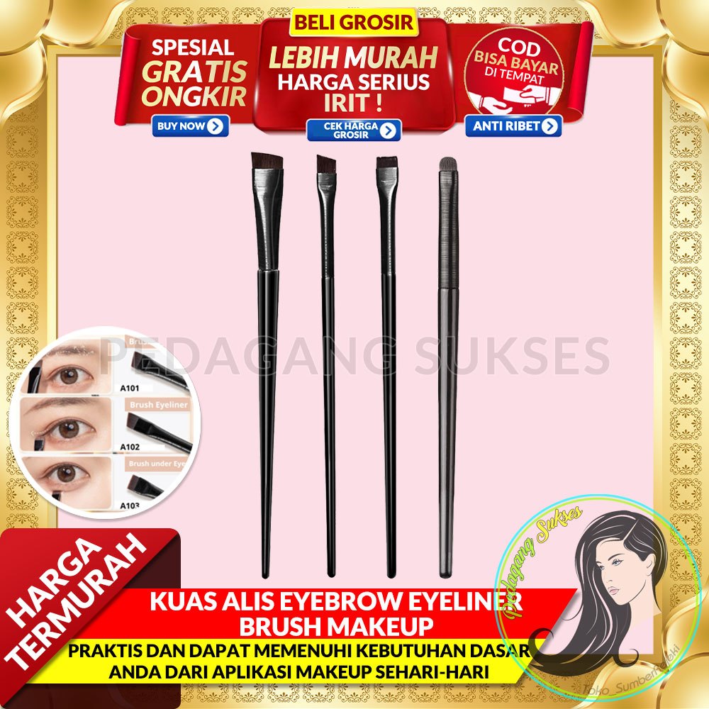 Jual Kuas Alis Eyebrow Eyeliner Brush Makeup Super Tipis Miring 2 IN 1 ...