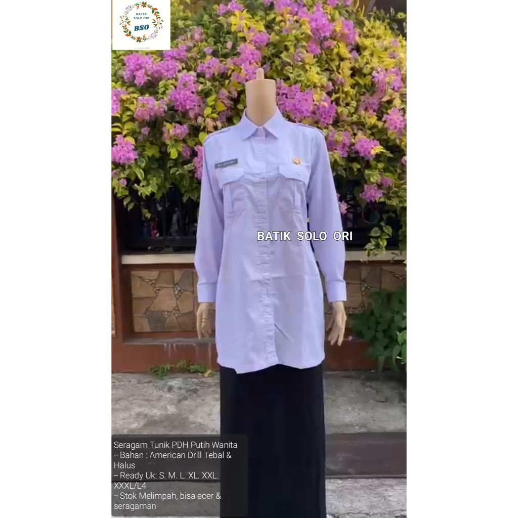 Jual Seragam PNS Tunik PDH Putih Wanita. Seragam PNS ASN Tunik PDH ...