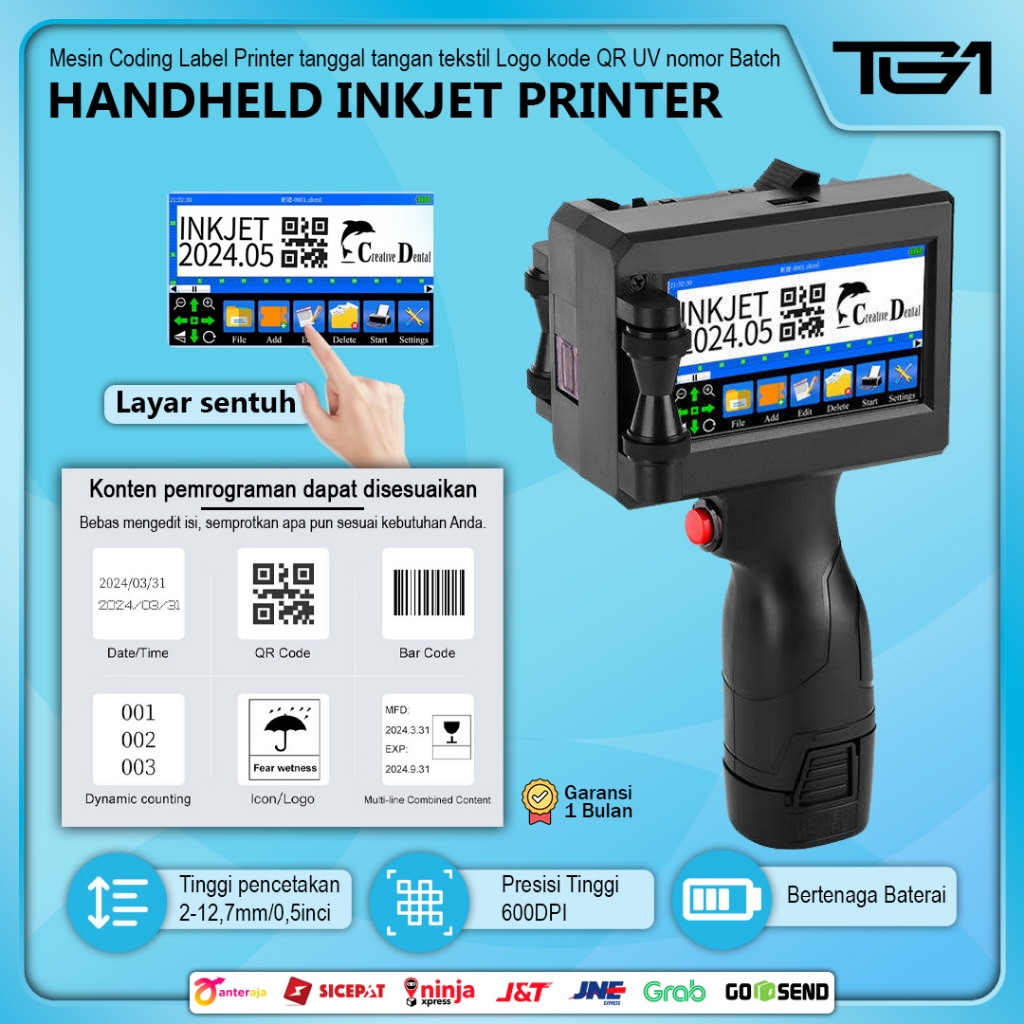 Jual Printer Inkjet Genggam Cerdas 360 Derajat Mesin Cetak Portabel ...