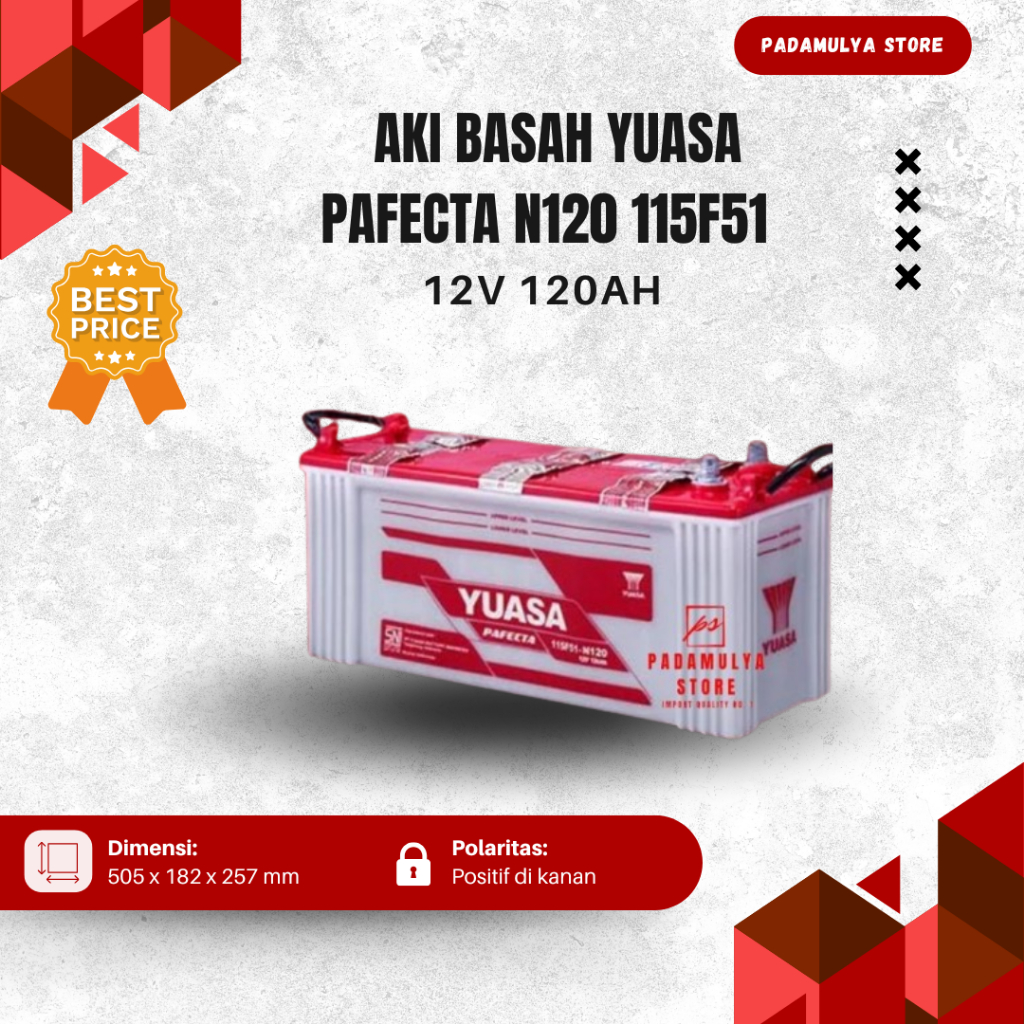 Jual Aki Basah Yuasa Pafecta N120 115F51 12V 120Ah Battery Truck Kapal Genset | Shopee Indonesia