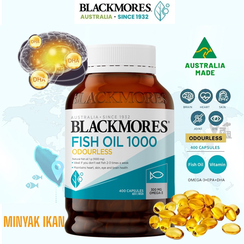 Jual 【Persediaan stok】Blackmores Fish Oil 1000mg 400 kapsul minyak ikan ...