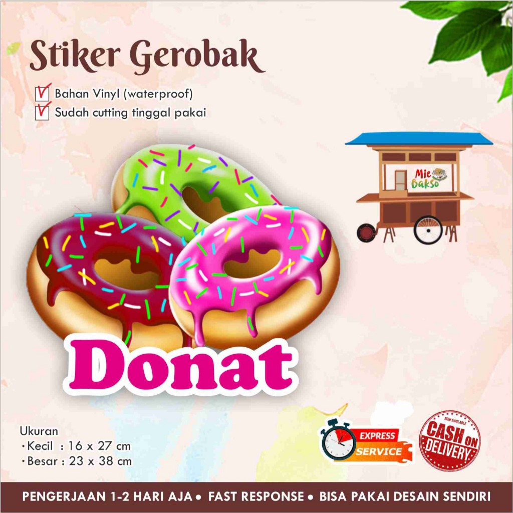 Jual STIKER KACA GEROBAK VINYL DONAT / LABEL MAKANAN | Shopee Indonesia