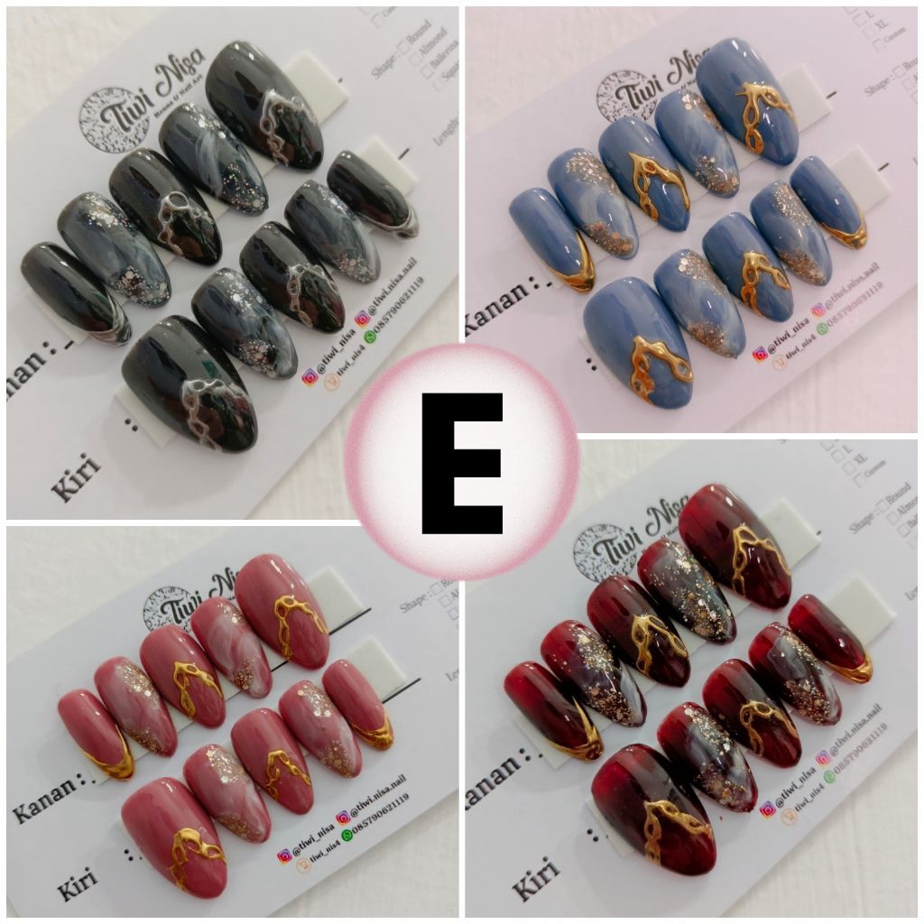 Jual kuku palsu MARBLE EMBOSS CHROME ALMOND SHAPE kuku wisuda kuku ...